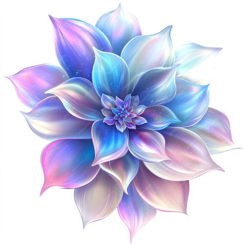 Iridescent Flower Clipart On White Background Premium Ai Generated Image