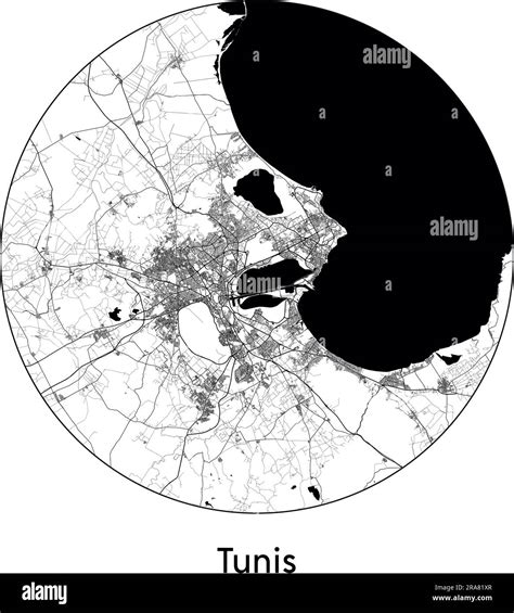 8city Map Tunis Tunisia Africa Vector Illustration Black White Stock