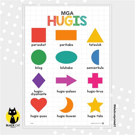 Shapes Mga Hugis Educational Chart Poster High Quality Prints A4