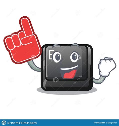 Foam Finger Button E On A Game Cartoon Stock Vector Illustration Of Keyboard Consumerism