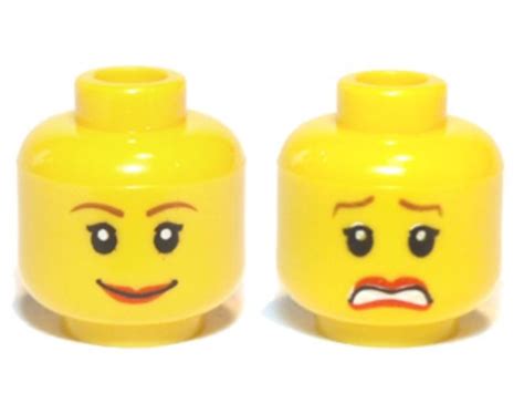 3626bpb0271 Minifigure Head Dual Sided Female Brown Eyebrows Scared