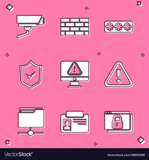 Set Security Camera Firewall Security Wall Vector Image