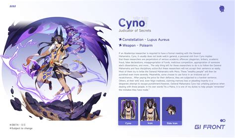 Cyno Info Via Gi Front R Genshin Impact Leaks