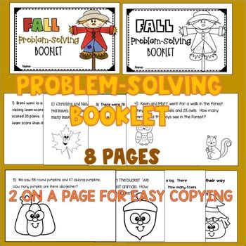Fall Problem Solving Booklet Digit Addition Subtraction TPT
