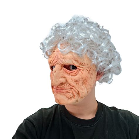 Funny Halloween Costume Women Realistic Old Lady Halloween Mask
