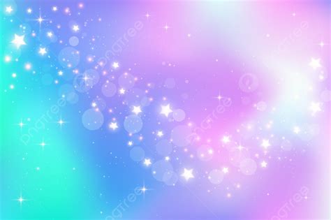 Fantasy Watercolor Illustration With Rainbow Pastel Sky With Stars