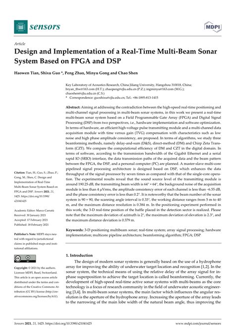 Pdf Design And Implementation Of A Real Time Multi Beam Sonar System Based On Fpga And Dsp