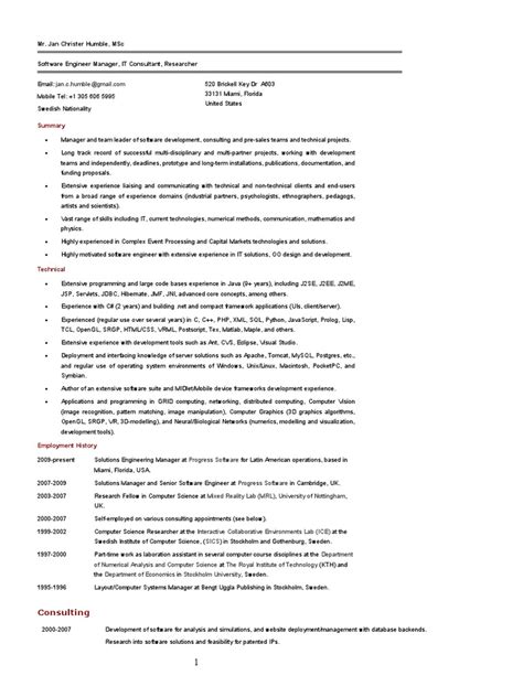 Free Java Software Developer Resume Word Download Pdf Java
