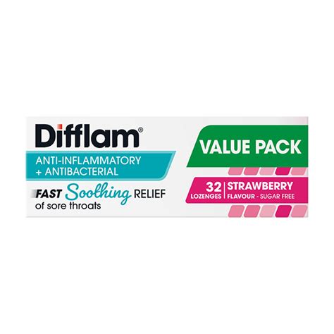 Difflam Strawberry Sore Throat Benzydamine Lozenges Difflam