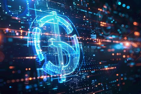 Digital Dollar Symbol With Blue Glow And Data Stream Stock Illustration Illustration Of