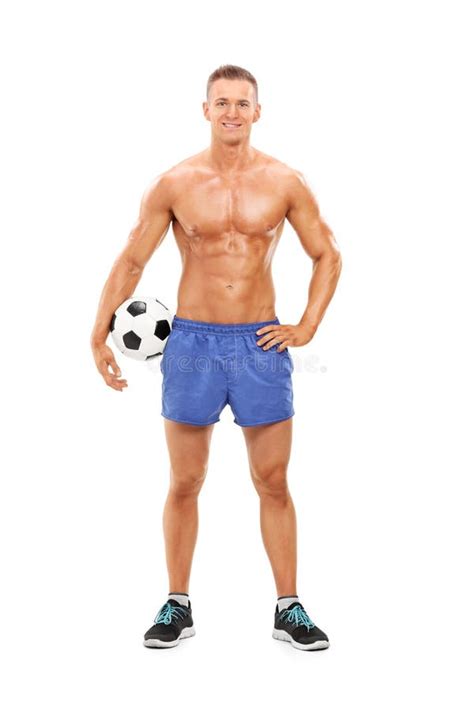 Naked Young Soccer Player With Ball Stock Image Image Of Football