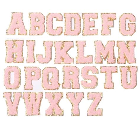 Pink Varsity Chenille Glitter Letters Sticker Letter Patches Self Adhesive Letter Patches