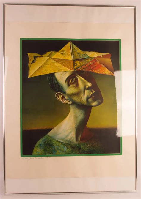 Rudolf Hausner Gelber Narrenhut Farbdruck 1974 Von Bruehl