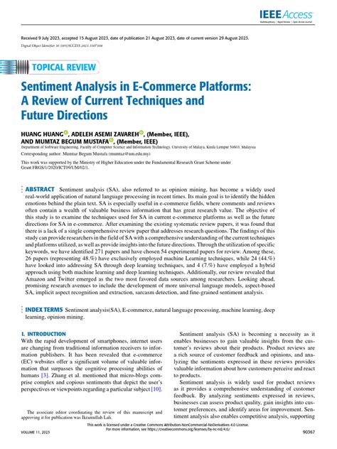 Sentiment Analysis In E Commerce Platforms A Review Of Current