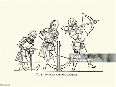 Medieval Arbalesters And Crossbowmen Stock Illustration Download