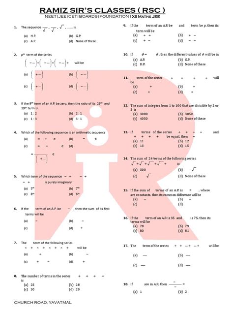 Dpp Sequence And Series Pdf Numbers Mathematical Concepts