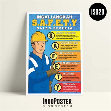 Safety Poster K3 Langkah Safety Dalam Bekerja Aman B3 Tanpa Frame A2