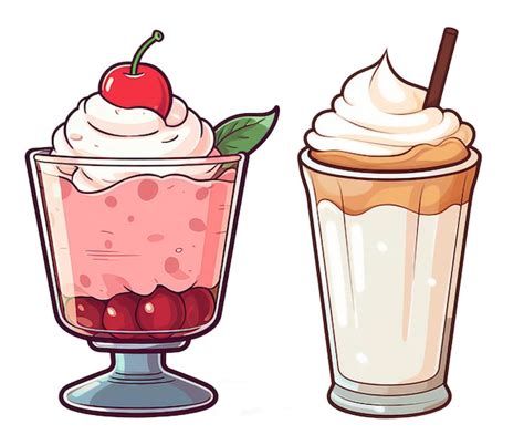 Premium Psd A Drawing Of Strawberries And Strawberry Ice Cream
