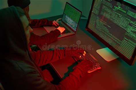 Anonymous People Using Computer And Programming To Break Code Cyber Security Threat Internet