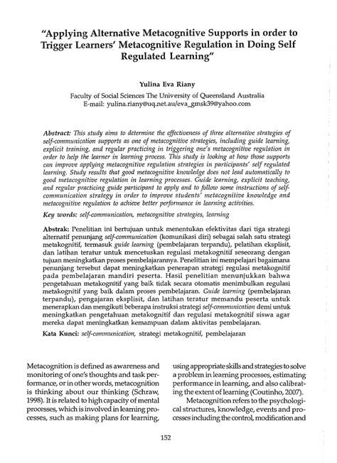 Pdf Applying Alternative Metacognitive Supports In Order To Trigger Learners Metacognitive