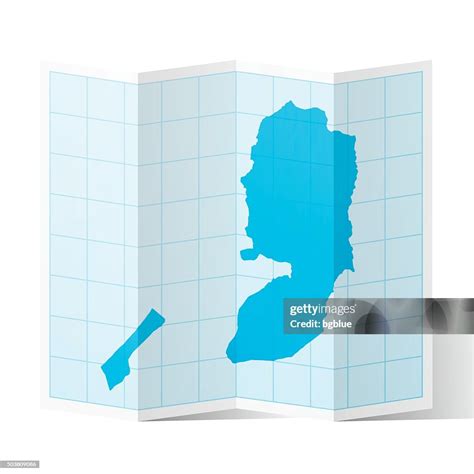 Palestinian Territories Map Folded Isolated On White Background High