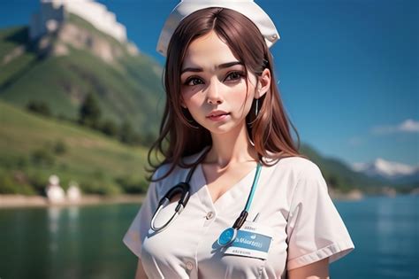 Premium Ai Image A Woman In A Nurse Uniform With A Name Tag That Saysim A Nurse