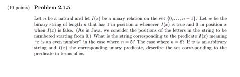 Solved Let N Be A Natural And Let Ix Be A Unary Relation