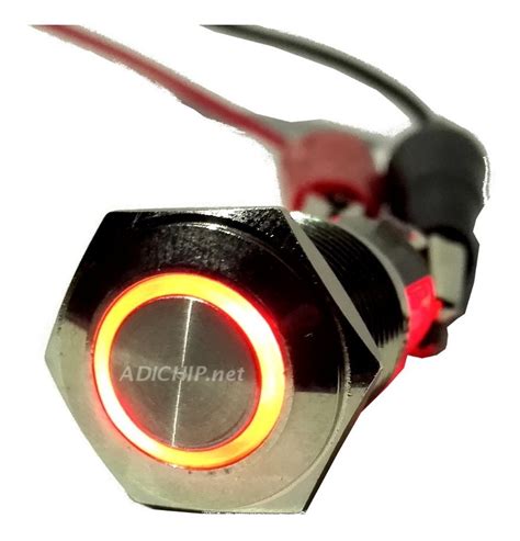 Boton Pulsador De Metal Led Momentáneo 16mm Rojo