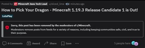 Minecraft Mod Team Has Removed A Post From One Of The Mc Developers R Uncensoredminecraft