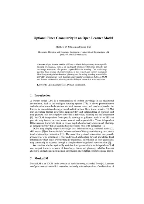 Pdf Optional Finer Granularity In An Open Learner Model