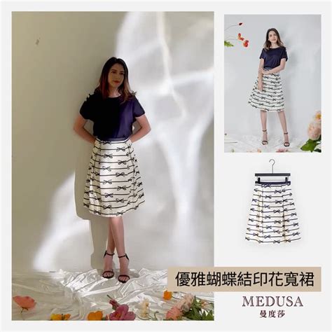 【medusa】優雅蝴蝶結印花寬裙 M Xl 女短裙 寬圓裙 印花短裙 Medusa Lady｜裙子長裙人氣榜 Pinkoi