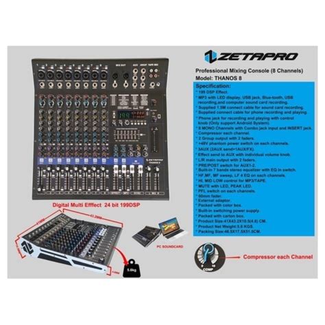 Jual Mixer 8 Channel ZETAPRO THANOS 8 THANOS8 USB Bluetooth