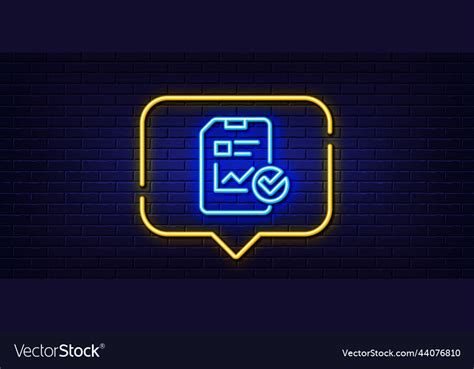 Report Document Line Icon Checklist Neon Light Vector Image