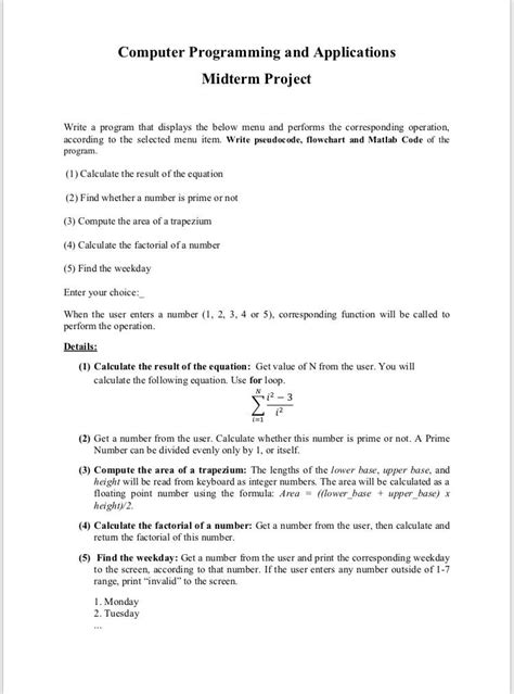 Solved Computer Programming And Applications Midterm Project