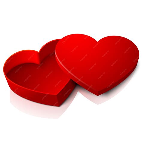 Premium Vector Realistic Blank Bright Opened Red Heart Shape Box With