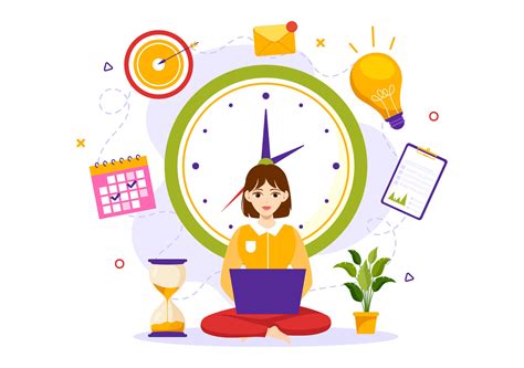 Time Management Vector Illustration With Clock Controls And Tasks
