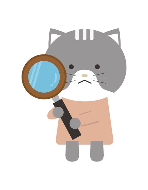 虫眼鏡を持つねこキャラクターのイラスト 無料のイラストならいらすとごー