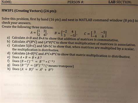 Solved Person Lab Section Name Hw3p1 Creating Vectors