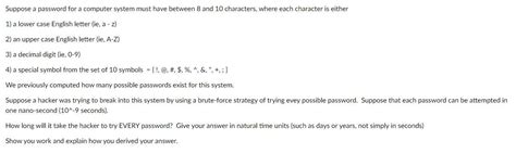 Solved Suppose A Password For A Computer System Must Have Chegg