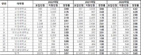 부산 상위권 대학 정시 경쟁률↑나머지 대학과 양극화 뚜렷 나무뉴스
