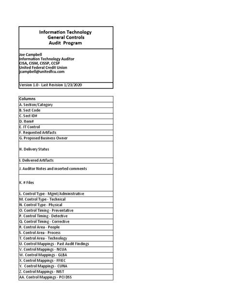 it general controls audit program template 1 0 rev 1 23 2020 pdf computer network