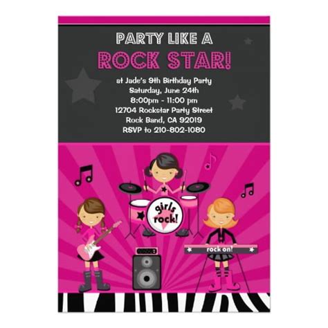 Rock Star Birthday Party Invitations Drevio Free And Printable