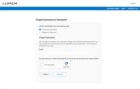 Retrieving Your Control Center Username Or Password Lumen