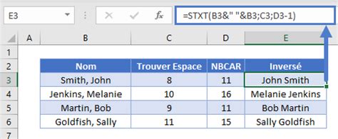 Inverser Les Noms Et Pr Noms Avec Des Virgules Excel Et Google Sheets