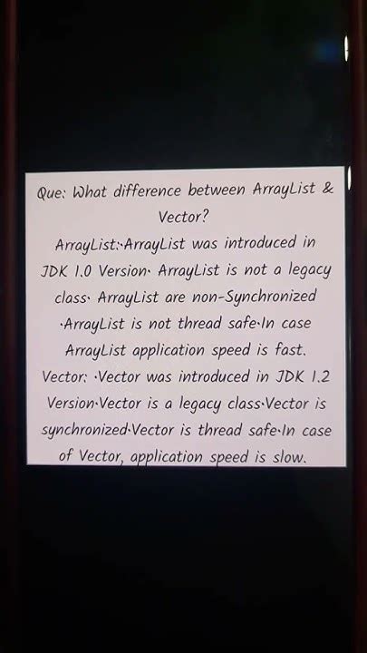 What Is The Difference Between Arraylist And Vectorjava Technical Javainterviewquestions Youtube