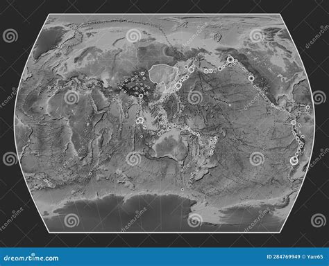 Amur Tectonic Plate Grayscale Times Earthquakes And Boundarie Stock Illustration