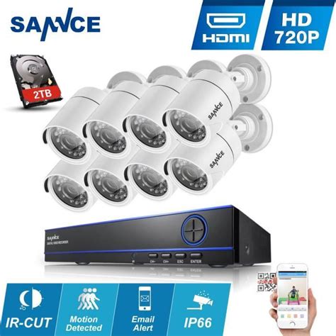 SANNCE Kit Vidéo surveillance filaire CH N DVR Caméra HD P Vision nocture m