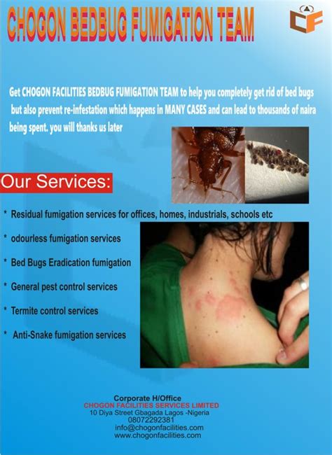 Bed Bug Fumigation And Pest Control Services Chogon Facilities Services Business Nigeria