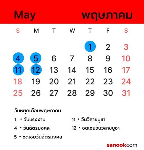 เช็กปฏิทิน วันหยุดเดือนพฤษภาคม 2568 มีวันหยุดราชการกี่วัน มีวันหยุดยาวมั้ย