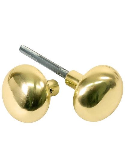 Pair Of Classic Round Door Knobs In Solid Forged Brass House Of